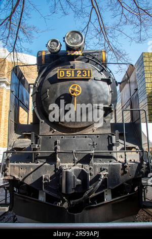 Steam locomotive D51-231 at the National Museum of Nature and Science in Ueno Park, Tokyo, Japan ...