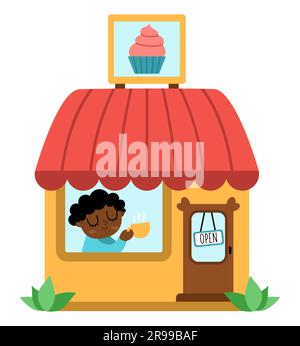 Cute Tea and cake cartoon. Tea and cake clipart vector illustration ...