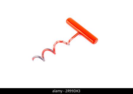 red corkscrew strewed old, isolated on white background Stock Photo - Alamy