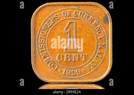 Malaysian 1939 one cent coin featuring King George VI Emperor Stock ...