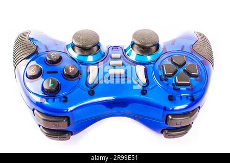 Blue gamepad without perforated on white background isolate Stock Photo ...