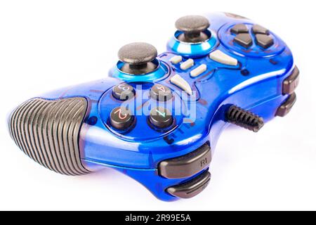 Blue gamepad without perforated on white background isolate Stock Photo ...