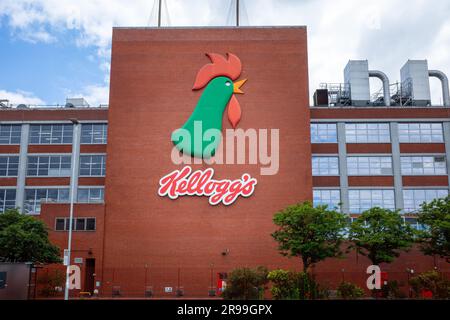 Kelloggs cereal production factory in Trafford Park with large Rooster ...