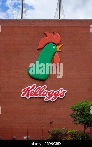 Kelloggs cereal production factory in Trafford Park with large Rooster ...