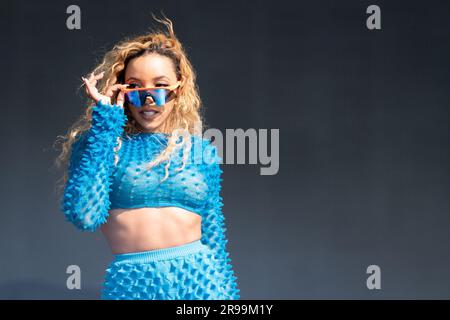 Tinashe performing on stage at BST Hyde Park in London. Picture date ...