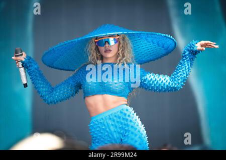 Tinashe performing on stage at BST Hyde Park in London. Picture date ...