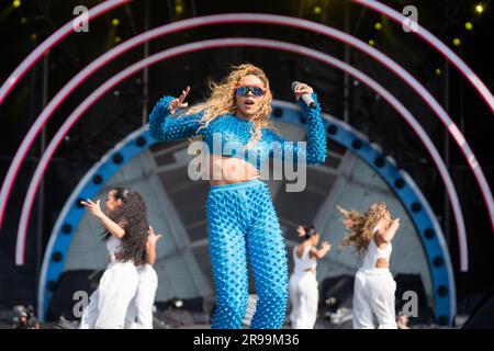 Tinashe performing on stage at BST Hyde Park in London. Picture date ...