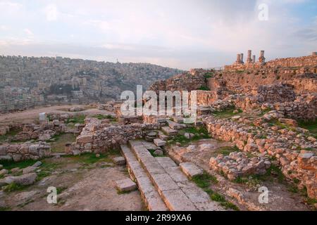 Citadel archeological park in Amman, Jordan. Roman ancient ruins Stock ...