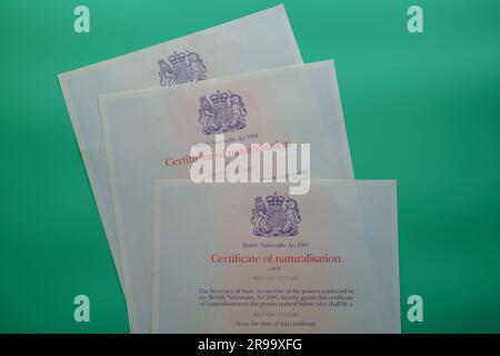Original Certificates of naturalisation as a British Citizen. Stafford ...
