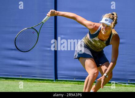 Magdalena Frech (POL) playing her first round qualifying match on the ...
