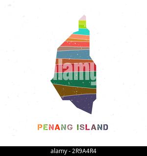 Area map of Penang Island, Malaysia. This artmap of Penang Island ...