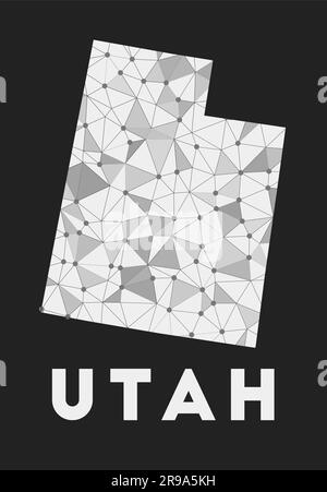Utah map design. Map of the US state with regions in emerald-amethyst ...