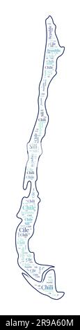 Chile country shape word cloud. Typography style country illustration ...