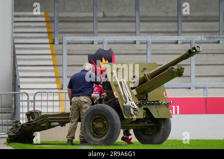 Salford Red Devils mascot before the Betfred Super League match St ...
