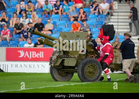 Salford Red Devils mascot before the Betfred Super League match St ...