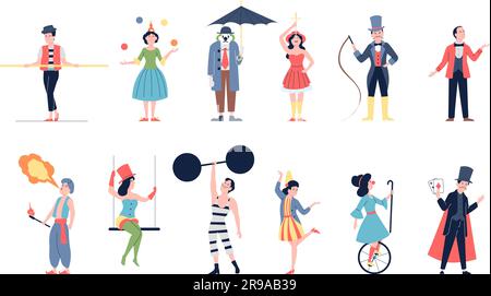 Circus actors. Clown and magician, juggler and balancer, strongman and ...