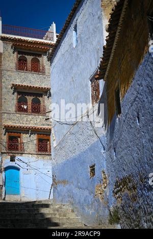 Another winding maze of stairs and steps among the ubiquitous blue ...
