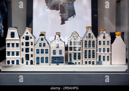 Amsterdam a display of delftware miniature Dutch canal houses in an ...