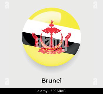 Brunei flag bubble circle round shape icon colorful vector illustration ...
