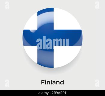Icon flag of Finland. Round glossy flag. Vector illustration. EPS 10 ...