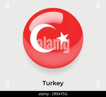 Flag of Turkey. Round glossy badge sticker Stock Vector Image & Art - Alamy
