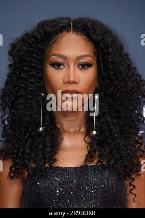 Muni Long arrives at the BET Awards on Sunday, June 26, 2022, at the ...