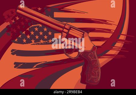 Vintage six shooter revolver concept vector illustration Stock Vector ...