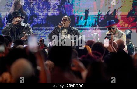 Wonder Mike, from left, Master Gee and Hen Dogg of The Sugarhill Gang ...