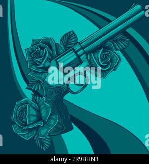 Vintage six shooter revolver concept vector illustration Stock Vector ...