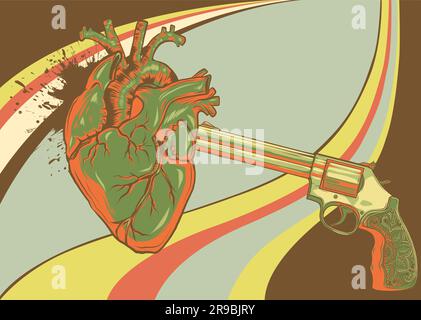 Vintage six shooter revolver concept vector illustration Stock Vector ...