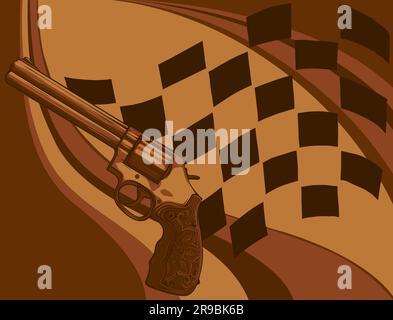 Vintage six shooter revolver concept vector illustration Stock Vector ...