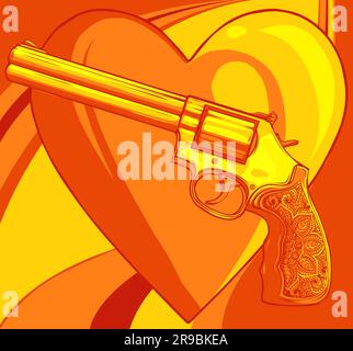 Vintage six shooter revolver concept vector illustration Stock Vector ...