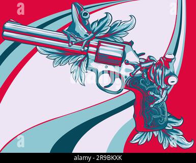 Vintage six shooter revolver concept vector illustration Stock Vector ...