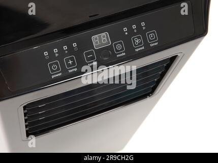 Black mobile air conditioning unit, small air heat pump isolated Stock ...