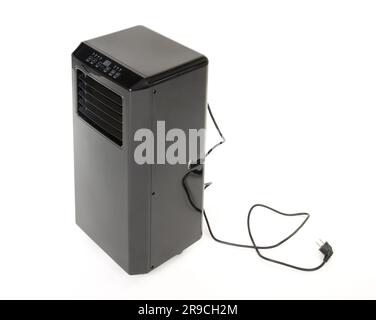 Black mobile air conditioning unit, small air heat pump isolated Stock ...
