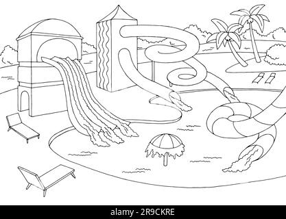 water park slide and pool scene Stock Vector Image & Art - Alamy