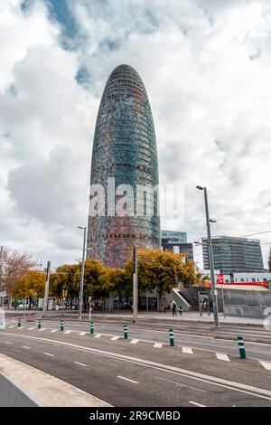 Spain, Barcelona: the Agbar Tower designed by French architect Jean ...