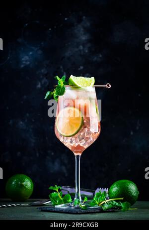 French mule, alcoholic cocktail drink with vodka, orange, lime, ginger ...