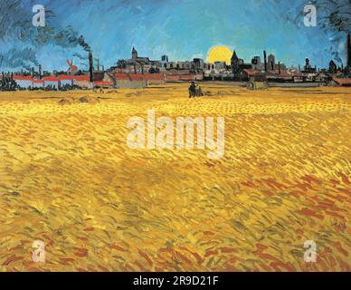 Vincent van Gogh, Summer Evening, Wheatfield with Setting sun. 1888 ...
