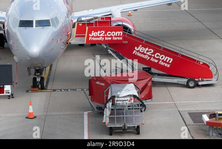 Jet2 aircraft steps, Birmingham Airport, UK Stock Photo - Alamy