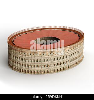 A 3D render of an isolated elliptical amphitheater on a pristine white ...
