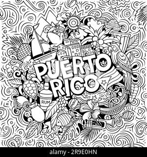 Puerto Rico cartoon doodle illustration Stock Vector Image & Art - Alamy