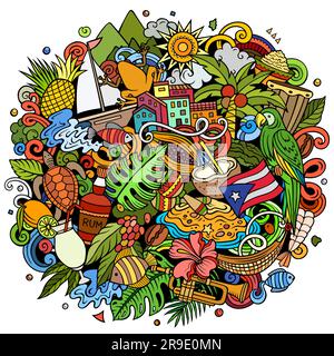 Puerto Rico cartoon doodle illustration Stock Vector Image & Art - Alamy