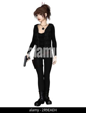 3D digital render of a beautiful Asian female ballet dancer isolated on ...