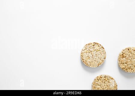 Creative layout made of rice cakes on the white background Stock Photo ...