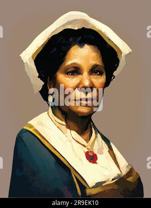 Vector portrait of Mary Seacole, nurse in Crimea in 1850s Stock Vector ...