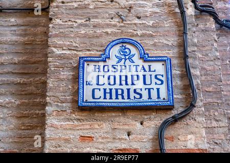 A traditional street sign in the Albaicin area of Granada Andalucia ...