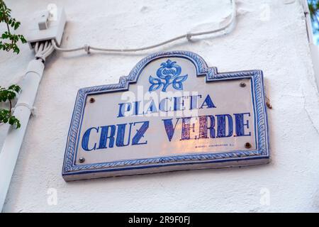 A traditional street sign in the Albaicin area of Granada Andalucia ...