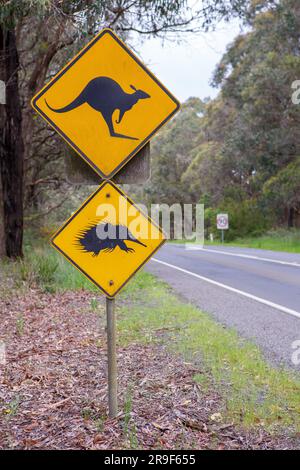 Wildlife Road Signs on a backroad in Victoria, Australia Stock Photo ...