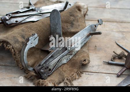17th century ancient matchlock for musket on wooden deck Stock Photo ...